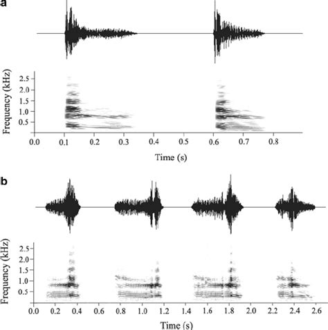Waveforms And Spectrograms Of A A Single Note Advertisement Call Download Scientific