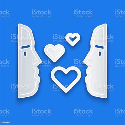 종이 는 파란색 배경에 고립 된 첫눈에 사랑을 잘라 종이 아트 스타일 벡터 1위에 대한 스톡 벡터 아트 및 기타 이미지 1위 가공의 인물 개념 Istock