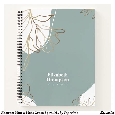 Abstract Mint And Moss Green Spiral Notebook Personalized Stationery
