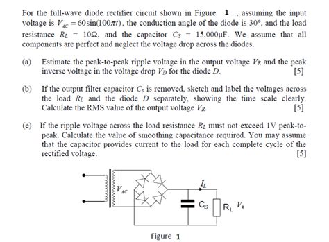 Solved For The Full Wave Diode Rectifier Circuit Shown In Chegg