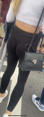 Sexy White Chick With Leggings Digging In Her Ass Spandex Leggings