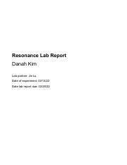 Resonance Lab Report Pdf Resonance Lab Report Danah Kim Lab Partner