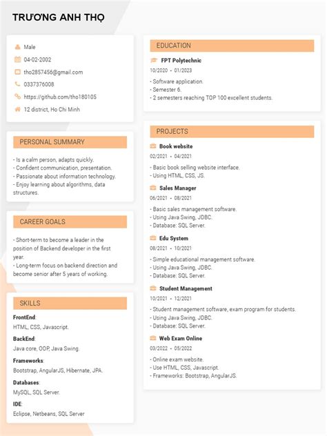 Cv Truonganhtho Pdf Angular Js Bootstrap Front End Framework