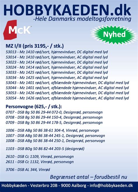 Forudbestillingsliste På Nyt Mck Modeltog Hobbykæden Facebook