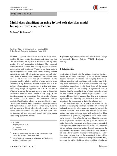 Pdf Multi Class Classification Using Hybrid Soft Decision Model For