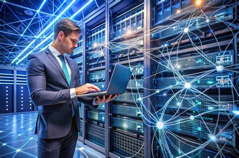 Engineer Manager Connecting Data Center On Global Networking In Server Room Of Storage Systems