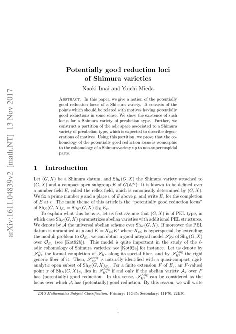 Pdf Potentially Good Reduction Loci Of Shimura Varieties