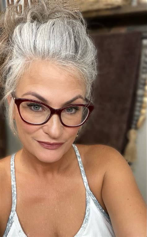 Messy Bun For The Win Grey Hair And Glasses Gray Hair Growing Out