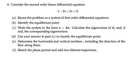 Solved Consider The Second Order Linear
