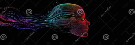 Human Face Dissolving Into Binary Code Representing The Fusion Of