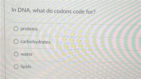 Solved In Dna What Do Codons Code