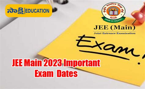 JEE Main 2023 Important Exam Dates
