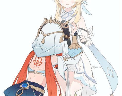 Lumine And Nilou Genshin Impact Drawn By Q Oshikuraq Danbooru