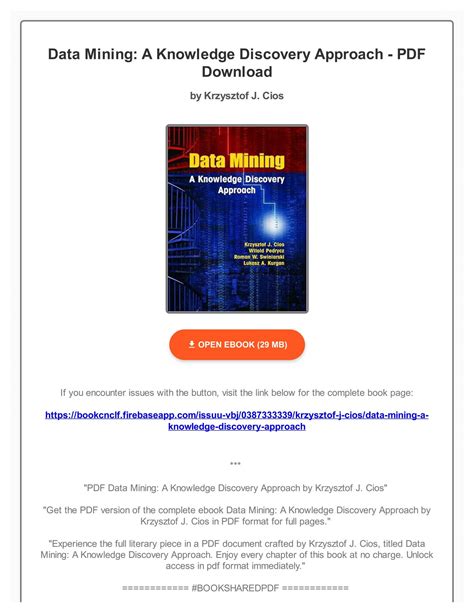 Pdf Data Mining A Knowledge Discovery Approach By Krzysztof J Cios By Leannreichelgx Issuu