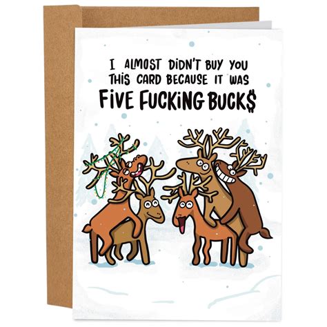 Five Fucking Bucks Christmas Card Sleazy Greetings Outer Layer