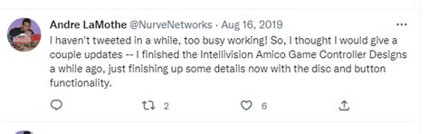 andre lamothe a year ago says initial amico controller design was finished in 2019 r