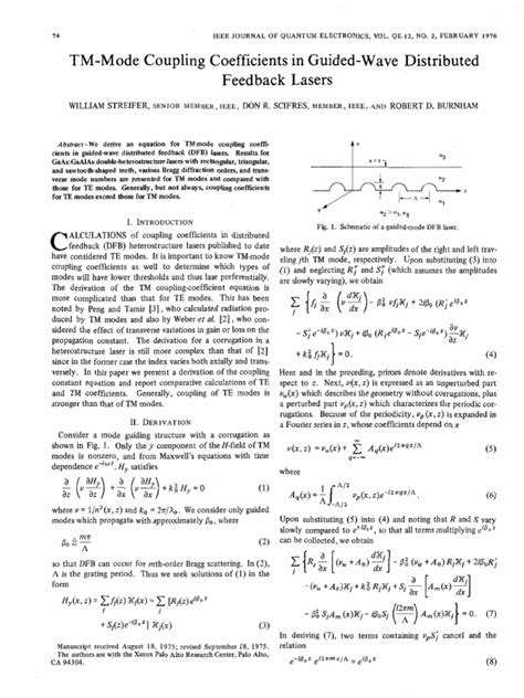 Tm Mode Coupling Coefficients In Guided Wave Distributed Feedback