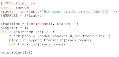 example cd shuffle cpsc 128