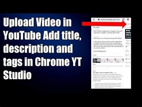 How To Upload YouTube Video How To Add Title Description And Tags In Chrome YT Studio YouTube