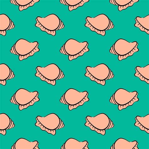 Sea Shell Seamless Pattern On Green Background 13673275 Vector Art At Vecteezy