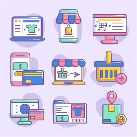 Premium Vector Ecommerce Application Icon Set Collection
