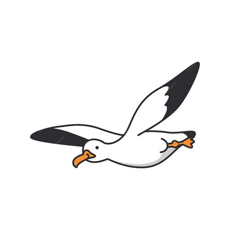 Premium Vector Cute Cartoon Seagull Vector Illustration