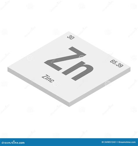 Zinc Zn Periodic Table Element Stock Vector Illustration Of Chemistry Name 269851242