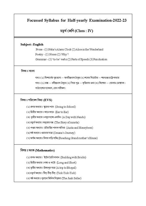 Tbse Class 4th Syllabus 2024 Pdf Tripura Board Syllabus For Class 4