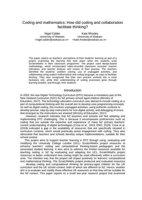 Pdf Coding And Mathematics How Did Coding And Collaboration