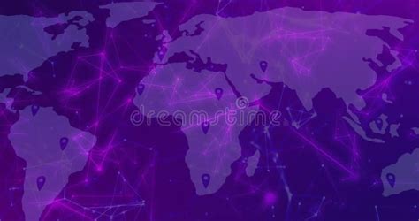 On Load Purple Nodes Drifting Map Emerging Pins Dropping Lines Pulsing Visualizing Global