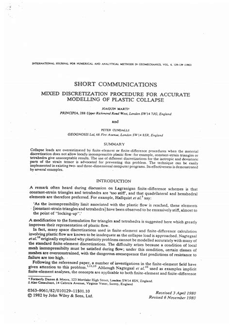 Pdf Mixed Discretization Procedure For Accurate Modelling Of Plastic