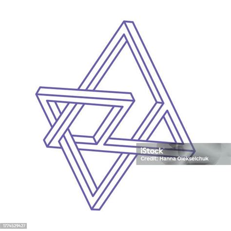 환상 모양 3d 형상 착시 그림입니다 신성한 기하학 로고 벡터 일러스트 레이 션입니다 3차원 형태에 대한 스톡 벡터 아트 및