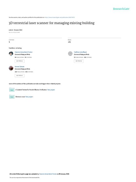 3d Terrestrial Laser Scanner For Managing Existing Pdf Building Information Modeling 3 D