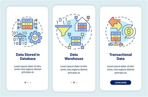 Types Of Data That Can Be Mined Onboarding Mobile App Screen Iot Walkthrough 3 Steps Graphic