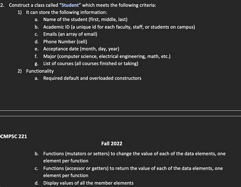 Solved 1 Construct A Class Called Advisor Which Meets