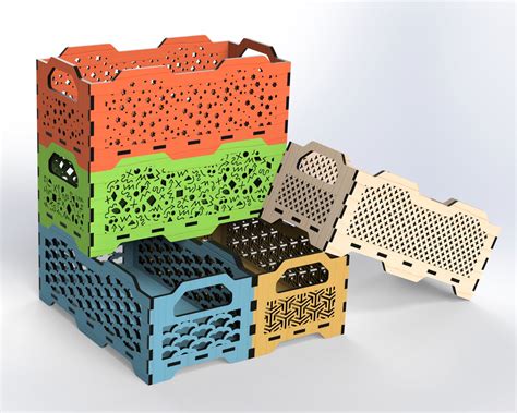 Stackable Crates 5 Different Boxes Bundle Svg Digital Download Laser
