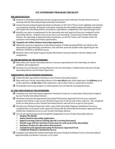11 Internship Program Checklist Templates In Pdf Doc