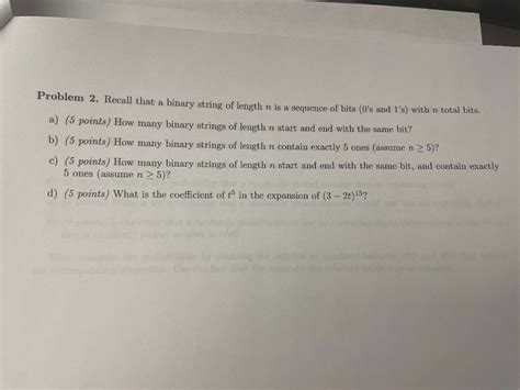 Solved Problem 2 Recall That A Binary String Of Length N Is