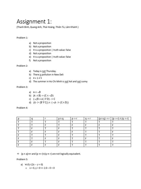 Assignment 1 Pdf Logic Mathematical Logic