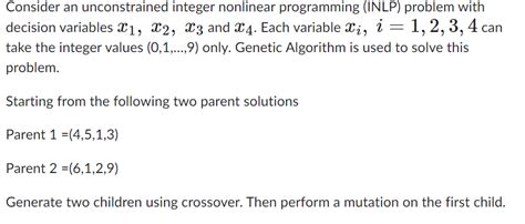 Solved Consider An Unconstrained Integer Nonlinear