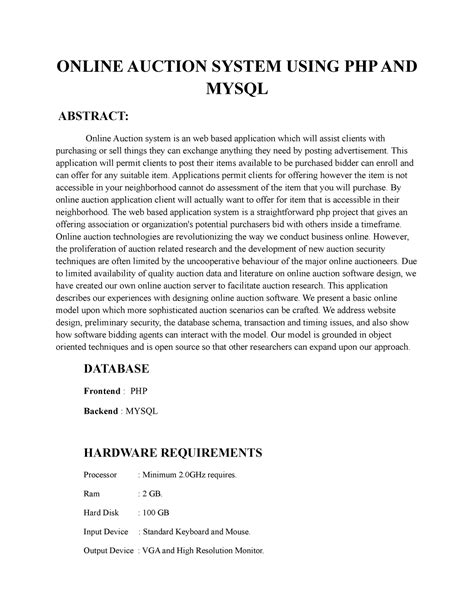 Online Auction System Using Php And Mysql Online Auction System Using Php And Mysql Abstract