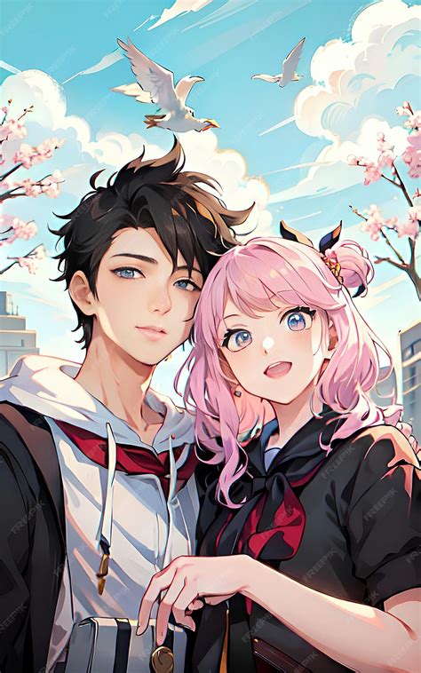 Premium Photo Cute Anime Couple