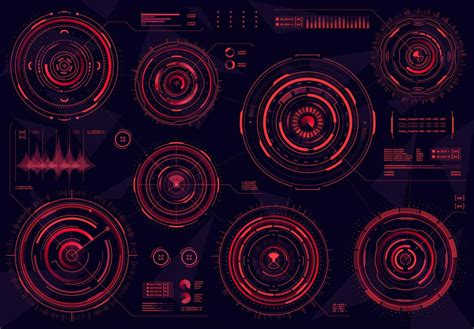 Hud Futuristic Red Circular Web Interface Panels Vector Art At Vecteezy