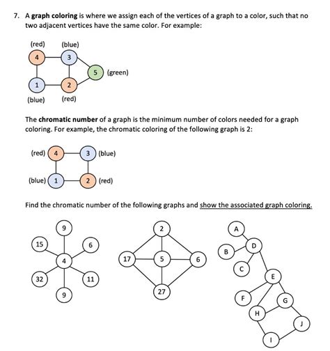 Solved 7 A Graph Coloring Is Where We Assign Each Of The