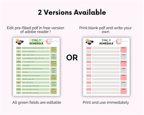 Editable Daily Schedule Daily Routineprintable Daily Etsy