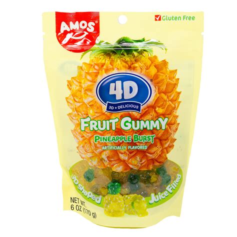 Amos 4d Fruit Gummy Pineapple Burst 6oz Candy Funhouse Candy Funhouse Ca