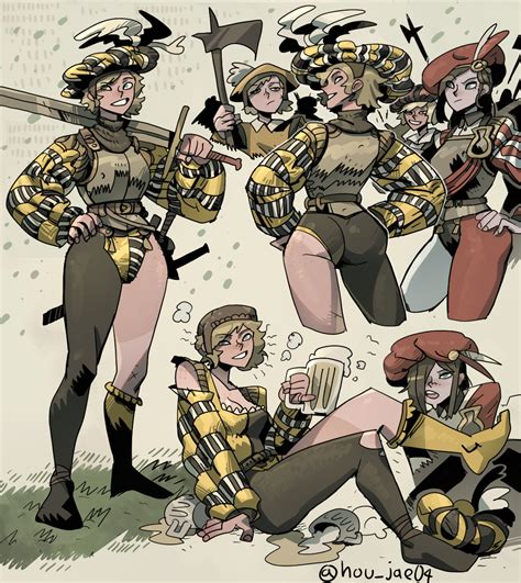 Ho Uja Original Korean Commentary Mixed Language Commentary 4girls Armor Ass Asymmetrical