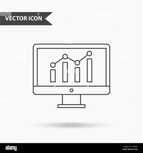 Modern And Simple Vector Illustration Of A Monitor With Chart Icon Flat Image With Thin Lines