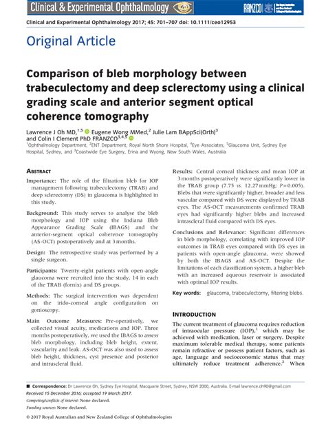 Pdf Comparison Of Bleb Morphology Between Trabeculectomy And Deep