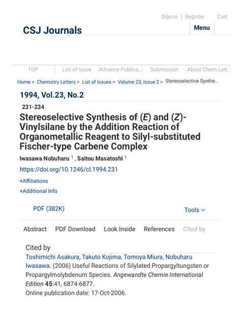 Stereoselective Synthesis Of E And Z Vinylsilane By The Addition